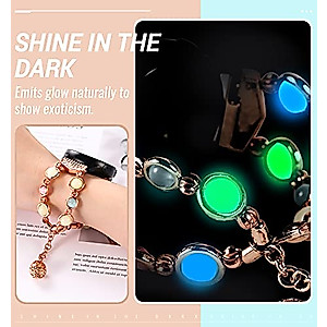 TiMOVO Beaded Fashion Band Compatible with Galaxy Watch Active 2/Active/Galaxy Watch 7/6/5/4 40mm 44mm, Elastic Beaded Night Luminous Beads Band Strap for Women, Rose Gold