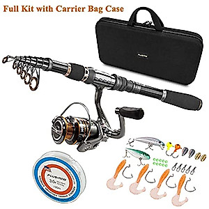 PLUSINNO Telescopic Fishing Rod and Reel Combo, 102Pcs Fishing Lures Baits Tackle