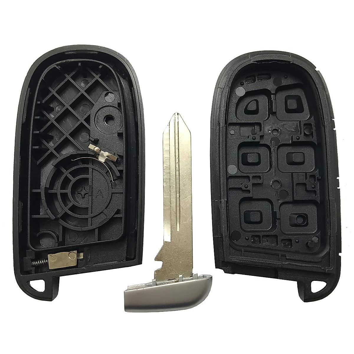 Smart Key Fob Case Shell Fit for Dodge Charger Challenger Dart Durango Journey Chrysler 300 Jeep Grand Cherokee 5 Buttons Replacement Keyless Entry Remote Key Fob Cover Housing (Black)