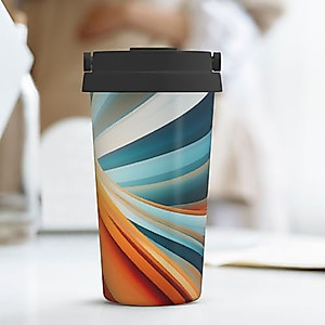 WANGXUEE Striped Print 500ml Stainless Steel Travel Tumbler Double Wall Vacuum Insulated Coffee Mug