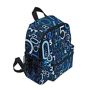 NFMILI (Blue Numbers Kid's Toddler Backpack for Boys Girls Cute Schoolbag Lightweight Bag with Chest Clip