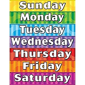 Teacher Created Resources Days of the Week Chart, Multi Color (7608)