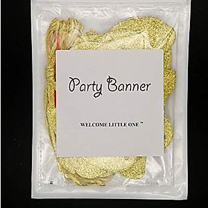Welcome Little One Glitter Gold Banner, Baby Shower, Gender Reveal Party , Glitter Party Decor (Gold)
