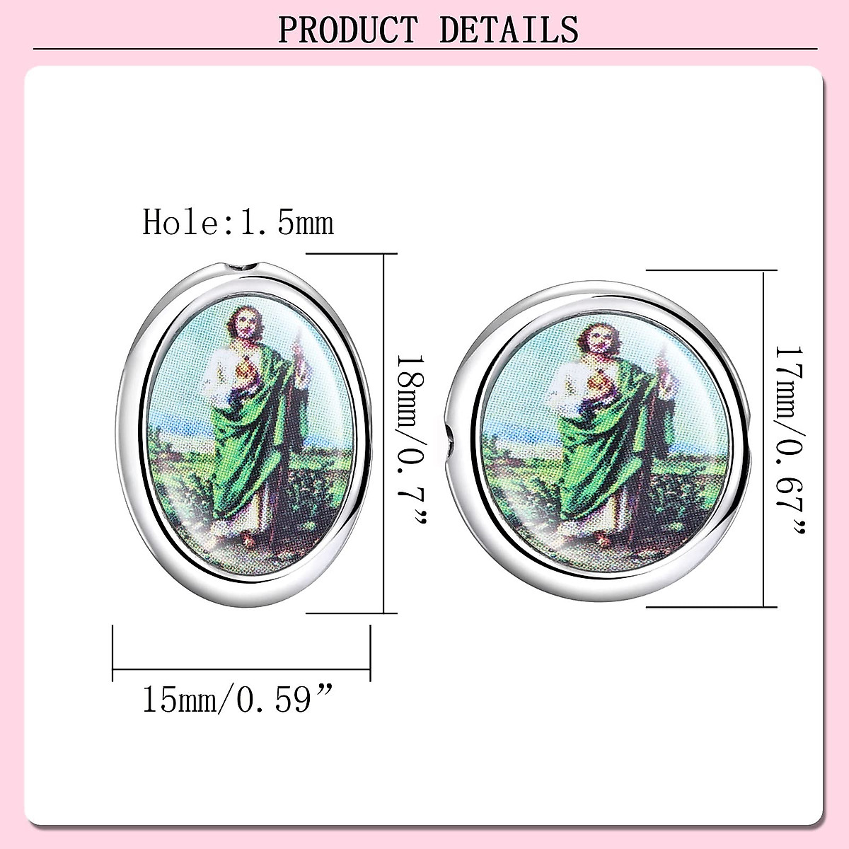 50pcs Round and Oval Acrylic ST Jude Beads Miraculous Medal Rosary Catholic Beads DIY Necklace Bracelets Jewelry Making