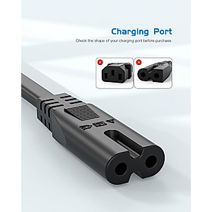 2 Prong TV Power Cord Cable Replacement for LG TCL Samsung Insignia Sony Sharp JVC Toshiba Hisense Roku LCD LED Smart HD TV