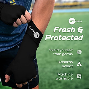 Wickers Fingerless Athletic Gloves Liners Men (Medium Black) - Sport Gloves Liner, Lacrosse Glove Liners, Ski Glove Liners, Thin Glove Liners Men, Pickleball Gloves Liner, Hockey Gloves Liners