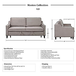 Lexicon Maston Convertible Studio Sofa Bed, Cobblestone
