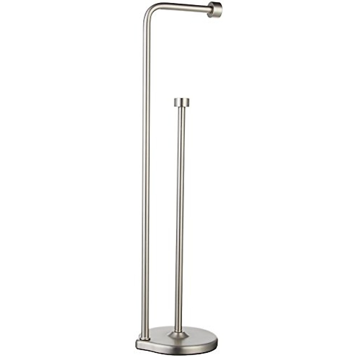 Amazon Basics Free Standing Bathroom Toilet Paper Holder Stand with Reserve, Silver Nickel