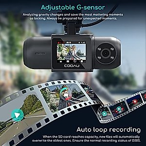1440P QHD Built-in GPS Wi-Fi Dash Cam, Front and Inside Car Camera Recorder with Infrared Night Vision, Supercapacitor, 4 IR LEDs，G-Sensor, Parking Mode, Loop Recording (D30S)