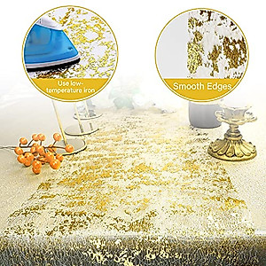 Qililandiy Gold Tulle Fabric Roll 11 Inch Sparkling Organza Fabric Spool Tulle Spool 10 Yards for Christmas Party Wedding Tutu Gift Wrap Table Decoration