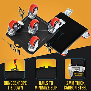 Heavy Furniture Movers with Wheels,Heavy Duty Furniture Dolly for Piano Pool Table Safe Moving Equipment Double Bearings and Locks 360° Rotation Casters Load 2000 Lbs,(6.9x6.3 Red)