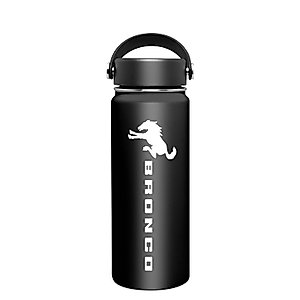 iPick Image for Ford New Bronco Laser Etched 18 oz Dual-Wall Insulated Black Stainless Steel Water Bottle Travel Tumbler Mug