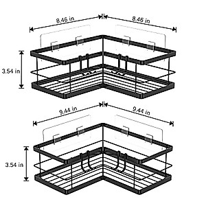 Sinminou Corner Shower Caddy 2 Pack, 304 Stainless Steel Shower Shelf with Adhesive, Wall Mounted Bathroom Shelf Basket, Shower Rack Hanging Storage Organizer