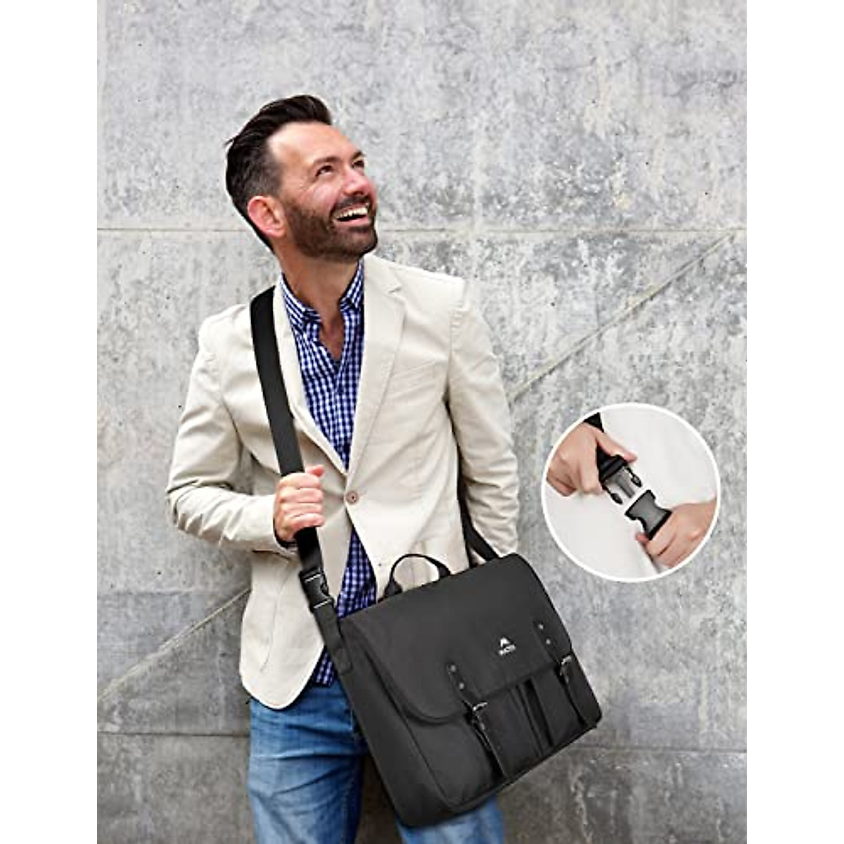 17 Inch Messenger Bags for Men, Large Laptop Briefcase Lightweight Unisex Crossbody Shoulder Bag College Satchel, Water Resistant Daily Computer Sleeve Case for Travel Office Gifts, Black