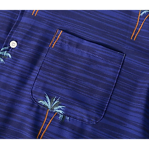 ELETOP Men's Hawaiian Shirt Quick Dry Tropical Aloha Shirts Beach Holiday Casual Shirts Blue F091 M