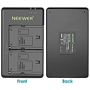 NEEWER 2-Pack 6600mAh Li-ion Replacement Battery with USB Charger, Compatible with Sony NP-F970 F960 F950 F770 F750 F570 F550 Handycams and NEEWER Led Light, Monitor, Motorized Slider