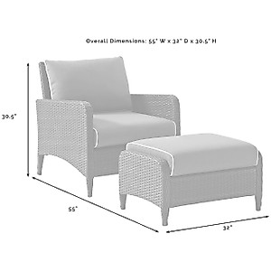 Crosley Furniture Kiawah 2-Piece Outdoor Chair Set, Wicker Patio Chairs for Conversation, Porch, Deck, Blue