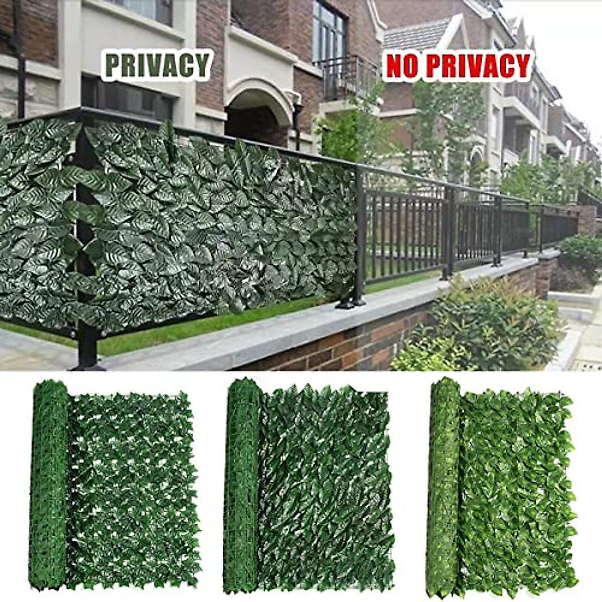 Queenbox 50x50cm Artificial Leaves Hedges Roll Simulation Leaf Garden Fence for Balcony Home Decoration, Protect Privacy, Shallow Sweet Potato