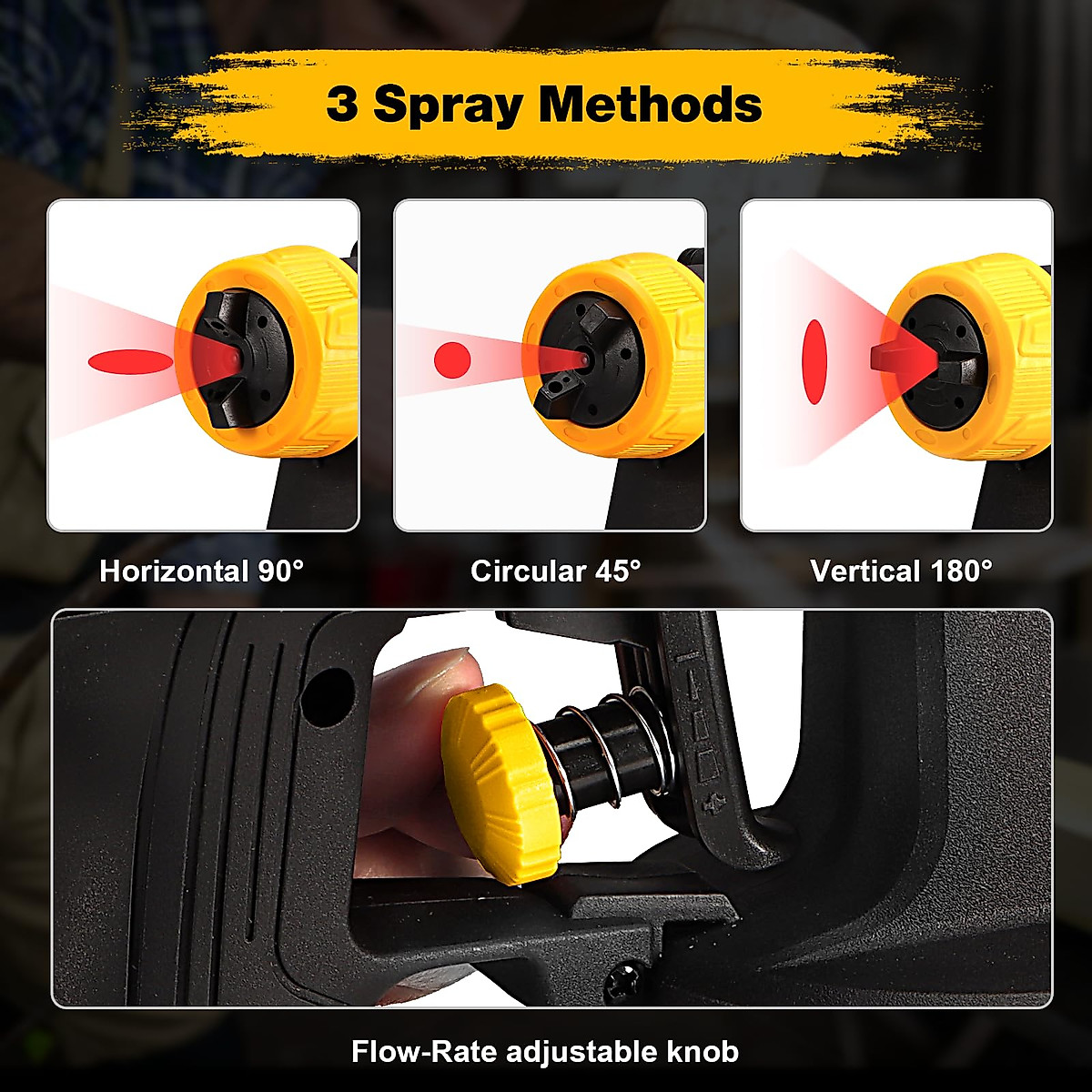 Cordless Paint Sprayer Compatible with Dewalt 20V MAX Battery, Handheld HVLP Paint Sprayer with 1200ML Container, Electric Paint Sprayer for Painting Ceiling, Fence, Cabinets, Walls (No Battery)