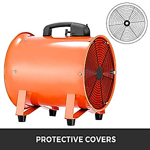 OrangeA Utility Blower Fan 12 Inch 0.7HP 2295 CFM 3300 RPM Portable Ventilator High Velocity Multifunctional Ventilator Fume Extractor (12 Inch)
