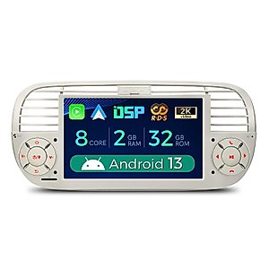 XTRONS for Fiat 500 (2007-2015) Touch Screen Radio, 7 Inch Android 13 Car Stereo for Fiat 500 Replacement Bluetooth Head Unit Built-in DSP Car Play Android Auto (Cream)
