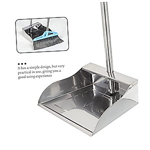Alipis 2 Sets Stainless Steel Trash Shovel Office Bin Dustpan Kit Trash Bin Outdoor Bathroom Cleaning Room Cleaning Broom Stainless Steel + Plastic Cleaning Shovel Handheld