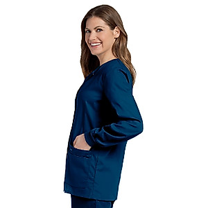 Landau Essentials Relaxed Fit 4-Pocket Snap-Front Scrub Jacket for Women 7525