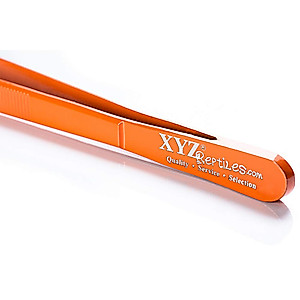 XYZReptiles Snake Feeding Tongs Stainless Steel Reptile Feeding Tongs With PVC Safety Tip (8 inch, Orange)