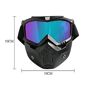 Retro Vintage Glasses Cross Country Motorcycle Goggles Skiing Goggles Outdoor Riding Cycling mask Goggles (Black Frame Colourful)