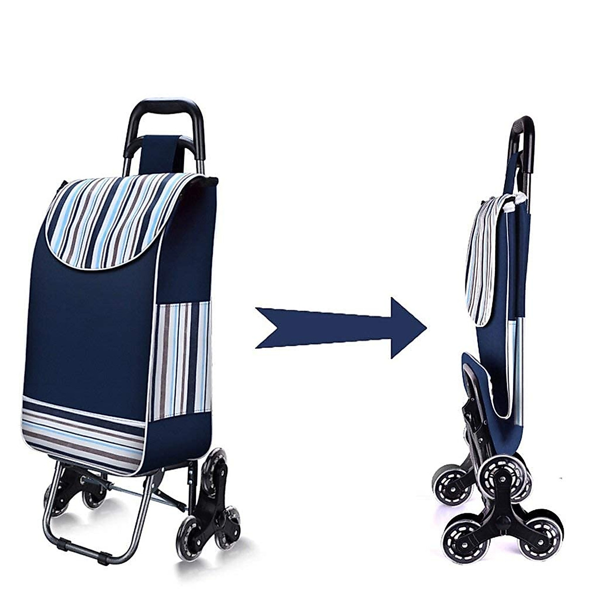 Shopping Trolley on Wheels Multi Function Shopping Cart Climbing Stairs Cart Small Cart Collapsible Crystal Wheel Trolley Lever Car Small Trailer Luggage Cart Contains Cloth Bag Storage Hand Trucks