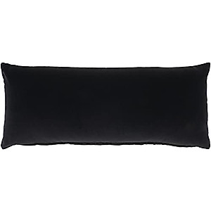 Mina Victory Life Styles Solid Velvet Lumbar Black 12" x 30" Throw Pillow