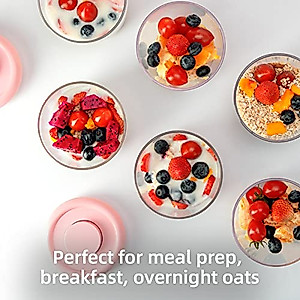 Meal Prep Container, 14oz 400ml Set of 4 Overnight Oats Containers with Lids, Airtight Leakproof Pop Top Lid Bowl for Breakfast Leftovers, Glass-like Clarity Tritan Material Food Storage Container