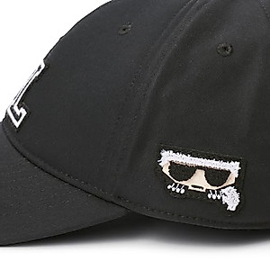 Karl Lagerfeld Paris Men's Kocktail Karl Head Logo on The Side Patch Cap, Black_Varsity