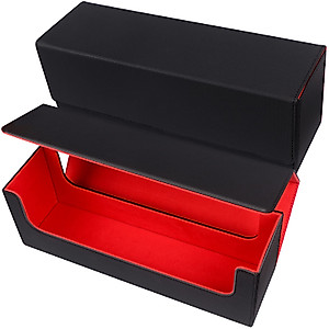 1Pc Card Toploader Storage Trading Cards Holding Box for 400+ Cards Top Loader Storage Boxes for Magic Cards Baseball Cards Trading Cards Card Sleeve Top Loader Collector Case Organizer Containers,Red