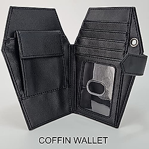 GLENBARN Coffin Wallet - Gothic Wallet or Coffin Purse for Men and Women - Black Vegan Witch Wallet with Snap
