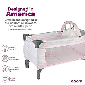 Adora Pack-N-Play Deluxe Baby Doll Crib & Easy to Convert Changing Table Set, Includes Storage Box and Removable Diaper Pad, Holds Most Dolls up to 20”, Perfect Gift for Ages 3+