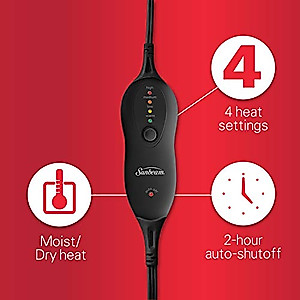 Sunbeam Heating Pad for Neck & Shoulder Pain Relief, XL Renue, 4 Heat Settings with Auto-Off, Blue, 25-Inch x 25-Inch, Sapphire