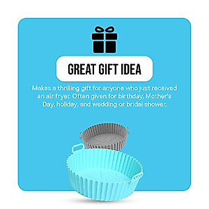 LOMBINS Pack of 2, 8 Inch Silicone Air Fryer Liners, Upto 450°F Heat Resistant with Handles for Easy Carry, Reusable Silicone Air Fryer Liners Non-Stick & Food Grade Material