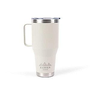 RAINIER GOODS 40 oz Tumbler with Handle and Straw Lid | Insulated Cup Reusable Stainless Steel Water Bottle Travel Mug Cupholder Friendly | Gifts for Women Him Her (Pacific Sand)