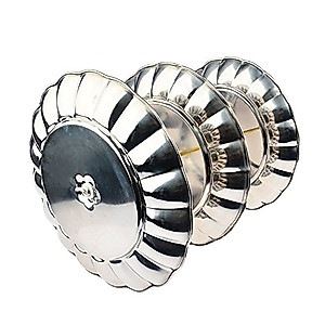 3-Tier Cupcake Stand NHSUNRAY Round Stainless Steel Dessert Stand Cake Stand Wedding Parties Birthday Tea Party Serving Platter (3-Tier, silver)