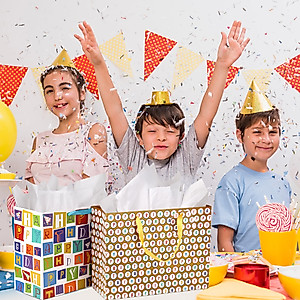 Giiffu 16.5" Extra Large Gift Bags for Birthday Party with Card and Tissue Paper (Pack of 2, Happy Birthday)