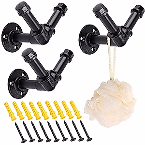 Sumnacon 3 Pcs Industrial Pipe Coat Hook Heavy Duty Towel Holder Wall Mounted Vintage Robe Hook DIY Style, V Type
