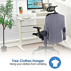 POWERSTONE Ergonomic Mesh Office Chair - High-Back Chair with Clothing Hanger - Computer Desk Chair with Mesh Seat Cushion - Executive Swivel Task Chair with Adjustable Arms and Head Rest - Black