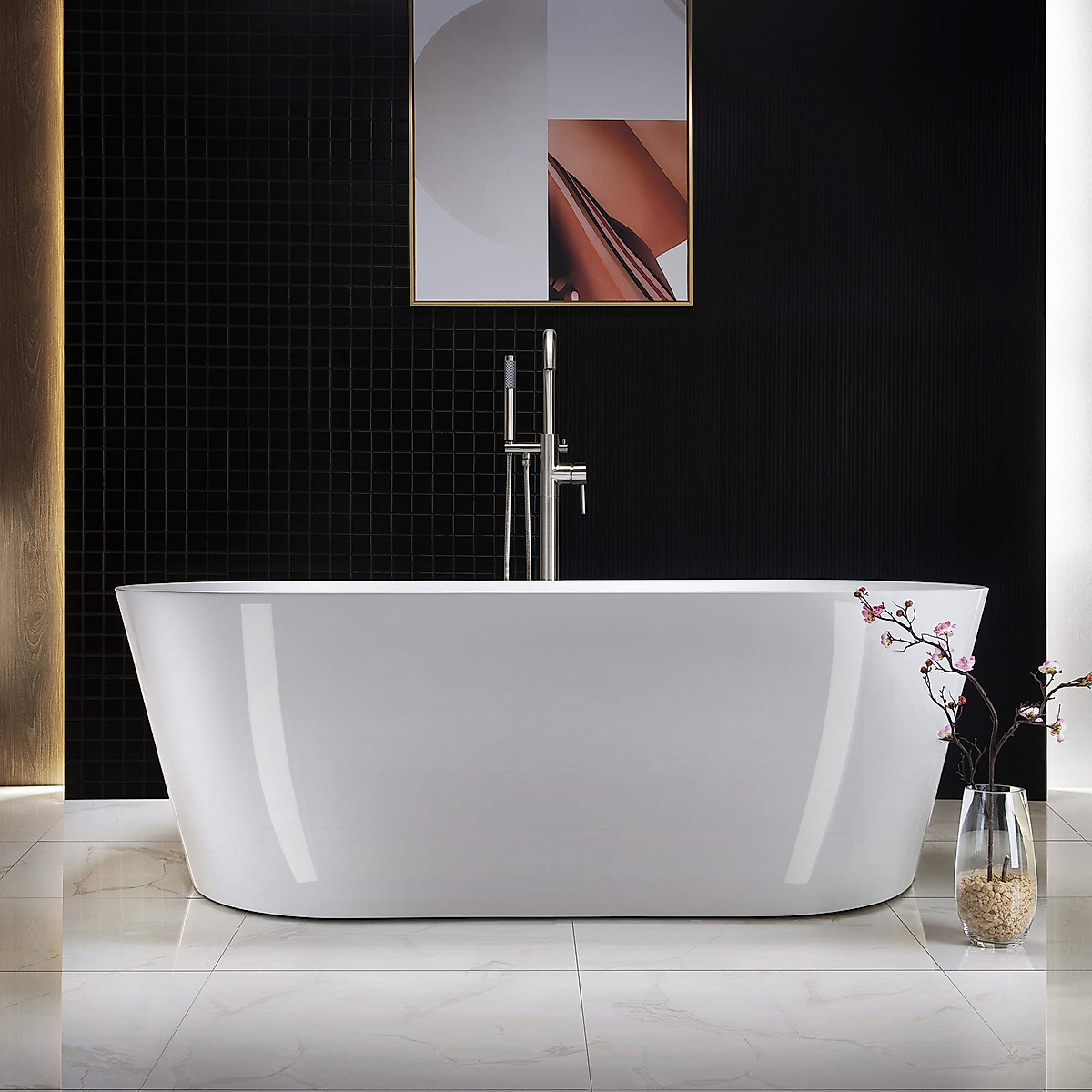 Woodbridge F-0001 Freestanding Bathtub, Brushed Nickel