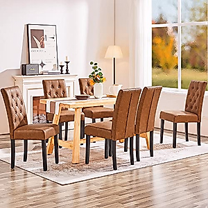 Yaheetech Dining Chairs High Back Dining Room Chairs Parsons Chair Kitchen Chairs Set of 2 Dining Chairs Side Chairs for Home Kitchen Living Room, Retro Brown