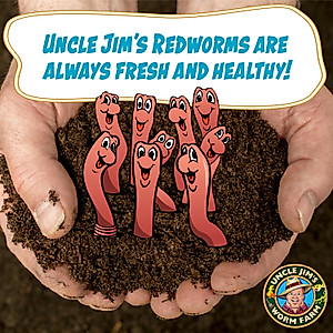 Uncle Jim's Worm Farm 5000 Count Red Wiggler Composting Worms Mix for Garden Soil or Fishing | Starter Pack of Compost Worms Improves Soil Structure and Quality for Healthier Gardens