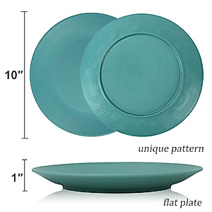 Wrova Wheat Straw Dinner Plates 10 Inch Unbreakable Set of 8 - Dishwasher & Microwave Safe Plastic Plates Reusable - Lightweight Plates for kitchen,camping,salad,appetizer - Colorful