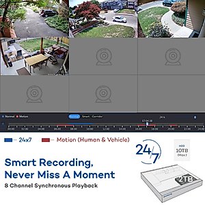 ONWOTE 2 Way Audio Wired 4K PoE Security Camera System, AI Human Vehicle Detection Trigger Color Night Vision, 4* 8MP 125° Wide View Angle IP Cameras, 8 Channel NVR 2TB, Two Way Talk CCTV Kit for Home
