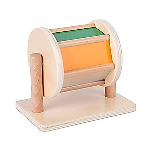 Montessori Baby Toys Play Kit Montessori Mirror Peekaboo Knob Puzzle, Medium Spinning Drum and Rainbow Fabric Ball Kit Toys for 6-12Months Toddlers (Play Kit 1)