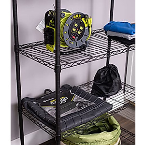 BIRDROCK HOME 5-Tier Wire Shelving, Flat Black, Heavy Duty Shelf, Wide Adjustable Rack Unit, Kitchen Storage